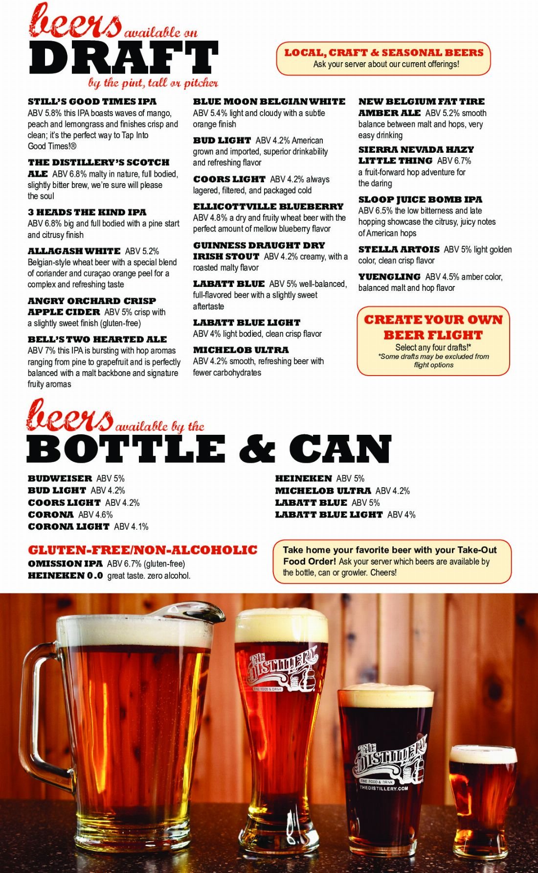 Draft, Bottle & Can Beers | The Distillery Restaurant