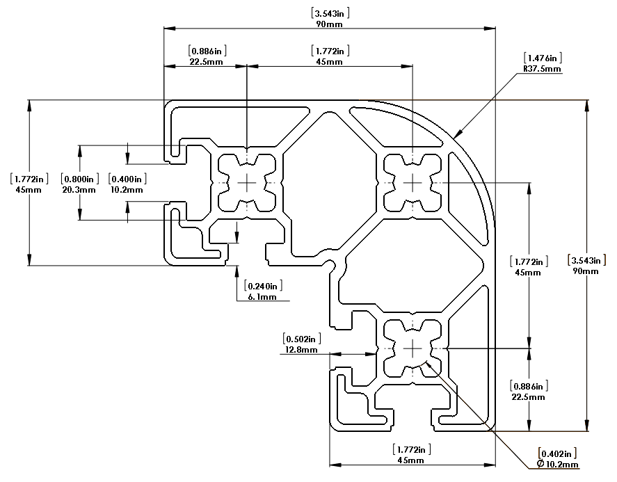 45 X 90 X 90 Radius Framing Technology